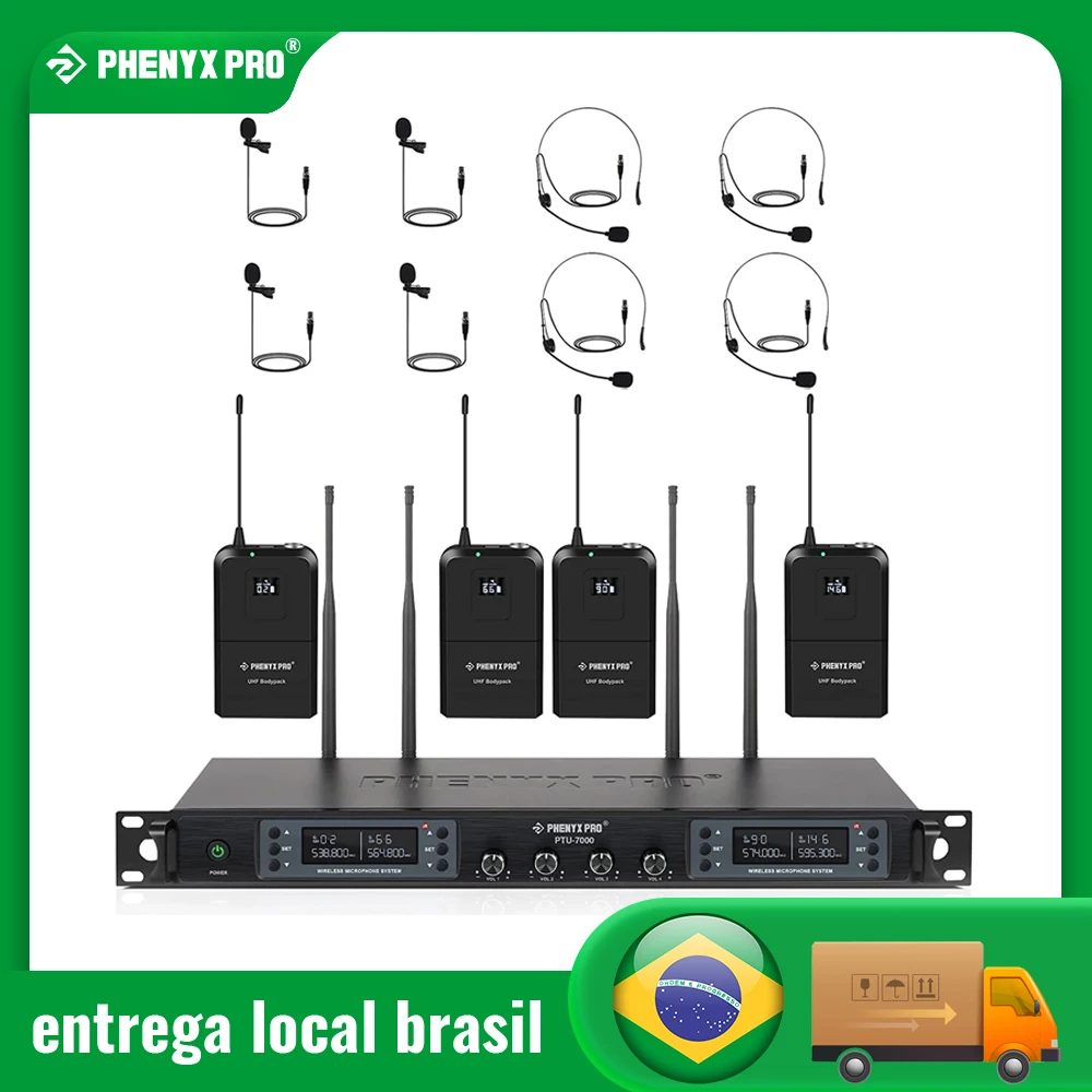 Phenyx-Pro-PTU-7000-4B-Wireless-Microphone-System-4-Channels-Headset ...
