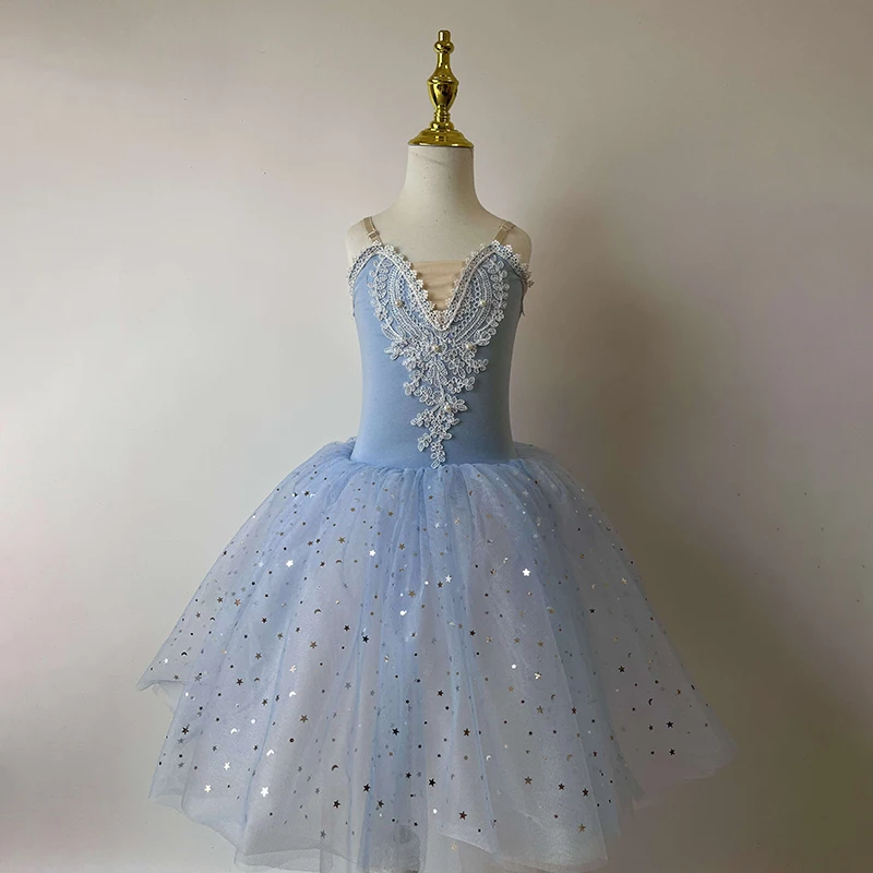 Girls-New-Ballet-Skirt-Sequins-Professional-Ballet-Tutu-Long-Dress ...