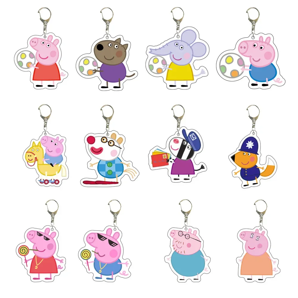 Peppa-Pig-s-e-George-Fam-lia-de-Quatro-Chaveiro-Action-Boneca ...
