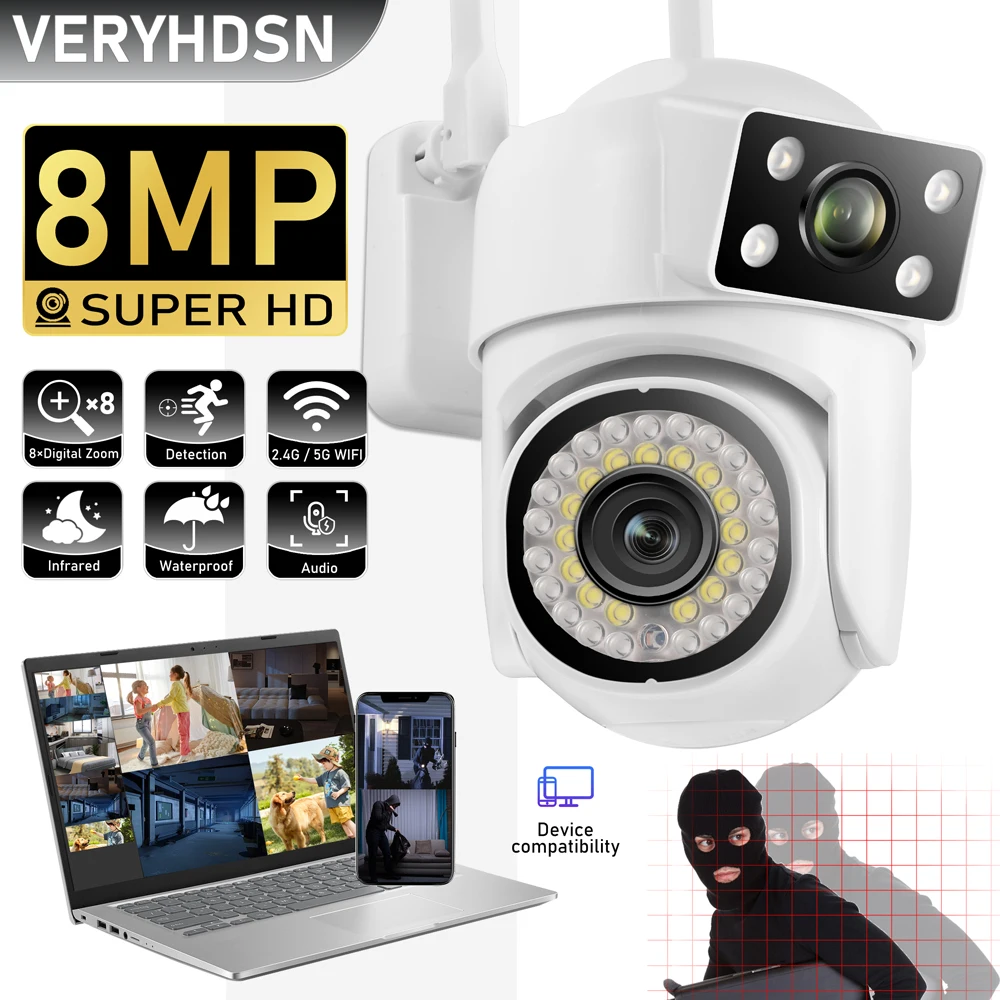 1-4PCS-8MP-PTZ-Dual-Lens-Dual-Screen-Camera-Wifi-Security-Surveillance ...