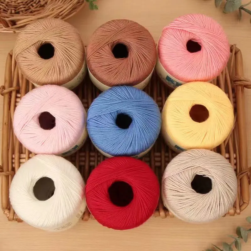 100-Mercerized-Lace-Cotton-Yarn-Soft-Silk-Hand-Knitting-Crochet-Thin ...