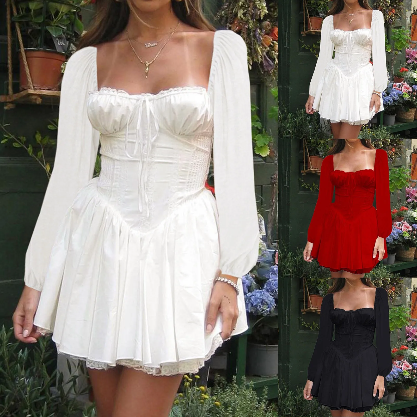 Women-Vintage-Medieval-Renaissance-Dresses-Sexy-Square-Collar-Long ...