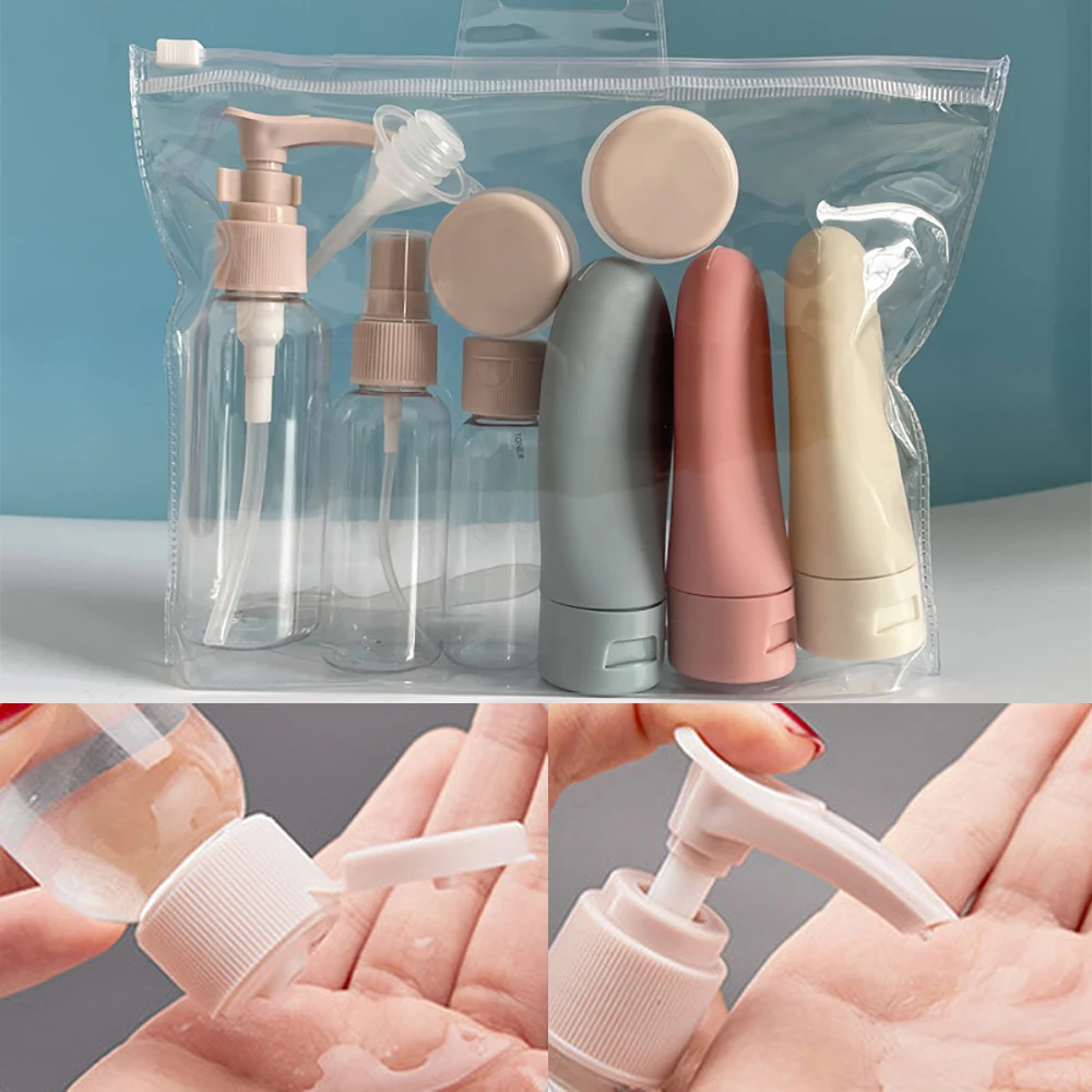 Juego de botellas de viaje para loción en aerosol, botellas de champú de ducha rellenables ...