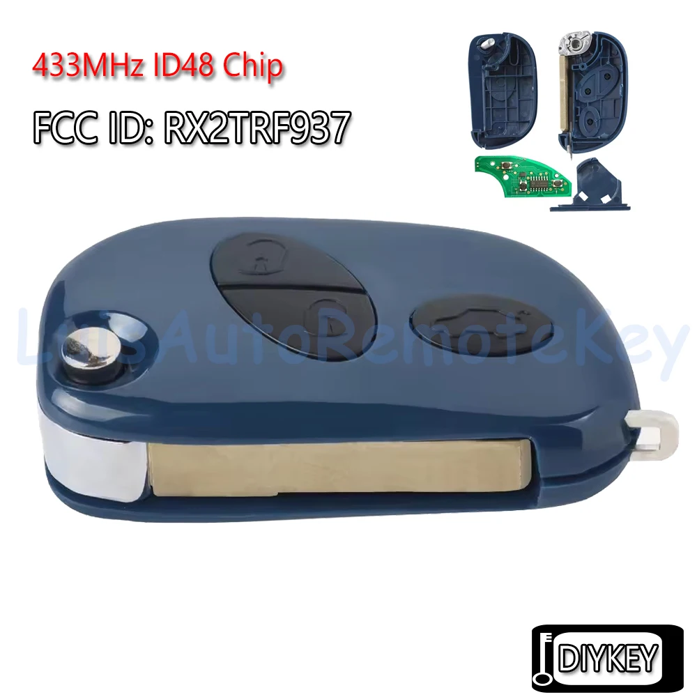 3Buttons Flip Remote Car Key Fob 433MHz ID48 Chip for Maserati ...