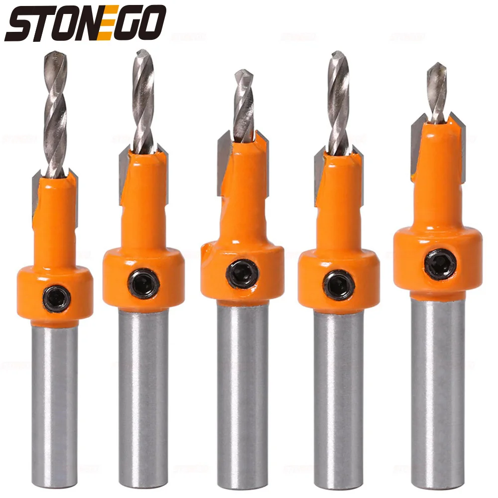 STONEGO-1PC-5PCS-Woodworking-Countersink-Drill-Bit-for-Wood-and ...