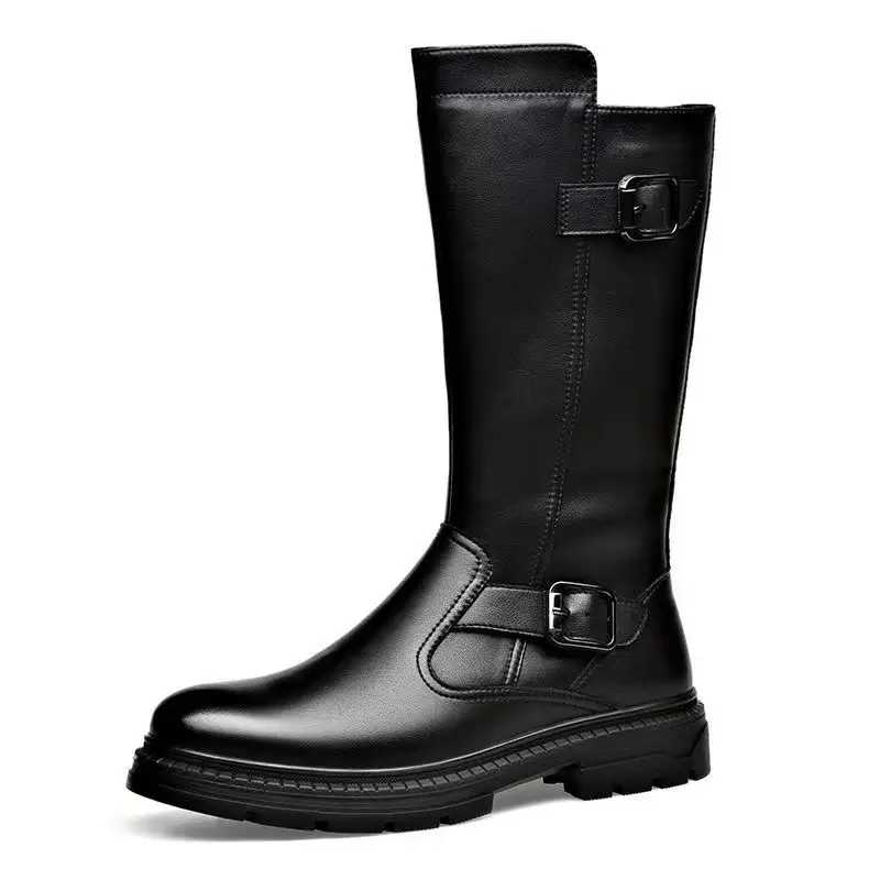 Fashion-Genuine-Leather-Motorcycle-Round-Toe-Riding-Equestrian-Boots ...
