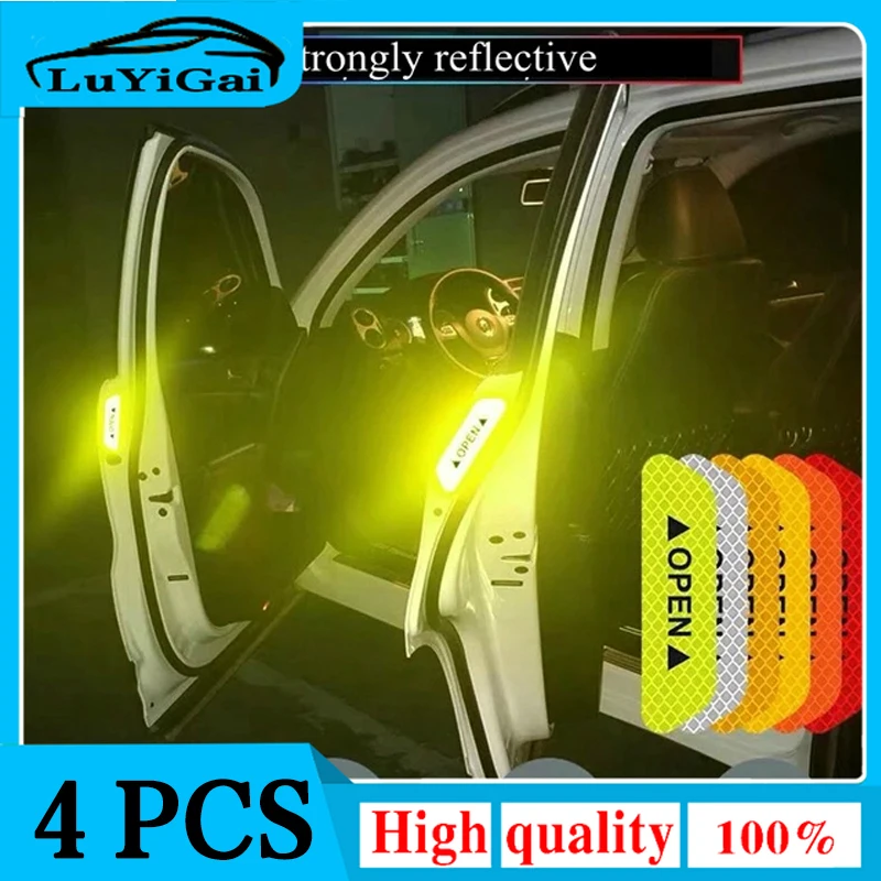 4pcs-Car-door-safety-anti-collision-warning-reflective-stickers-OPEN ...