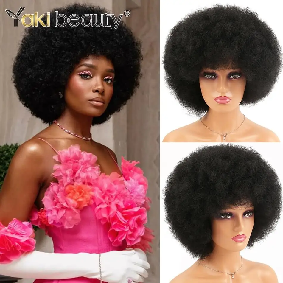 Peruca-Afro-Kinky-Curly-com-Franja-para-mulheres-negras-peruca-sint ...
