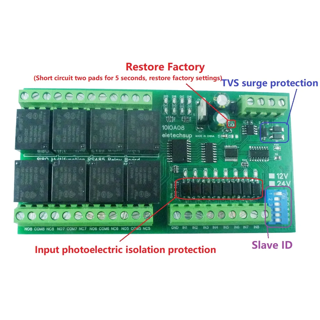 10IOA08-DC-24V-12V-8I8O-PLC-IO-Expanding-Board-UART-RS485-Relay-Module ...