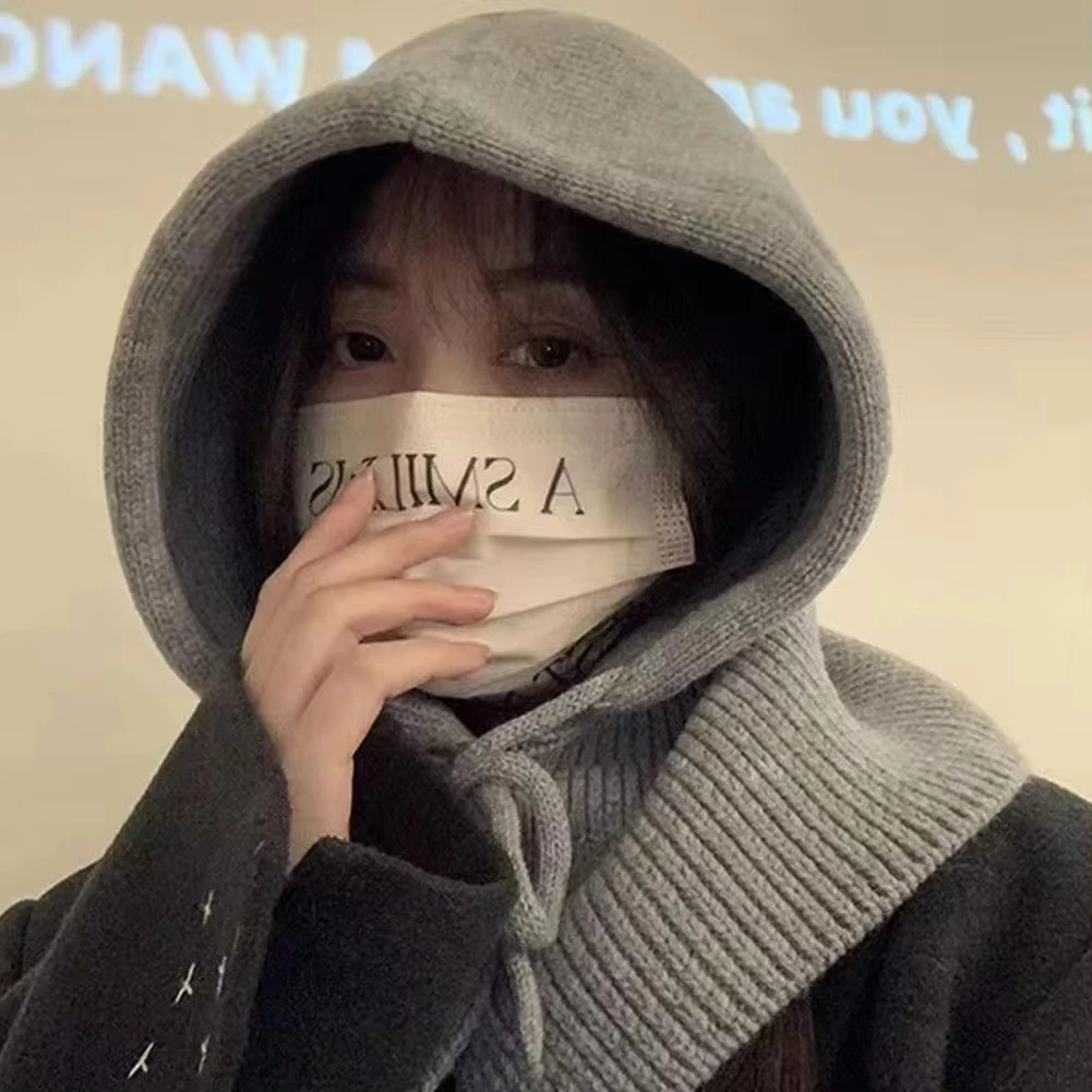 Gorros-de-pasamonta-as-con-capucha-para-mujer-gorro-de-punto-con-cord-n ...