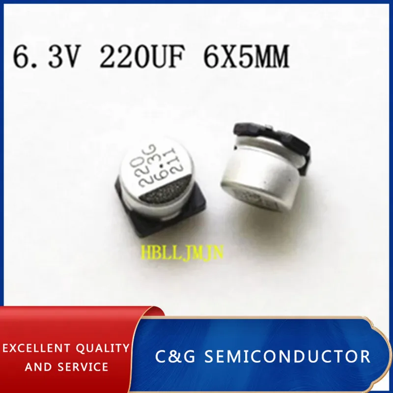 100pcs 6.3v 220uf Smd 6x5mm Chip Aluminum Electrolytic Capacitor ...