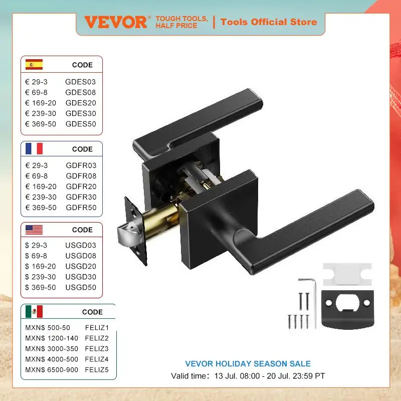 VEVOR-Passage-and-Privacy-Door-Handle-Matte-Black-Door-Lever-Left-or ...