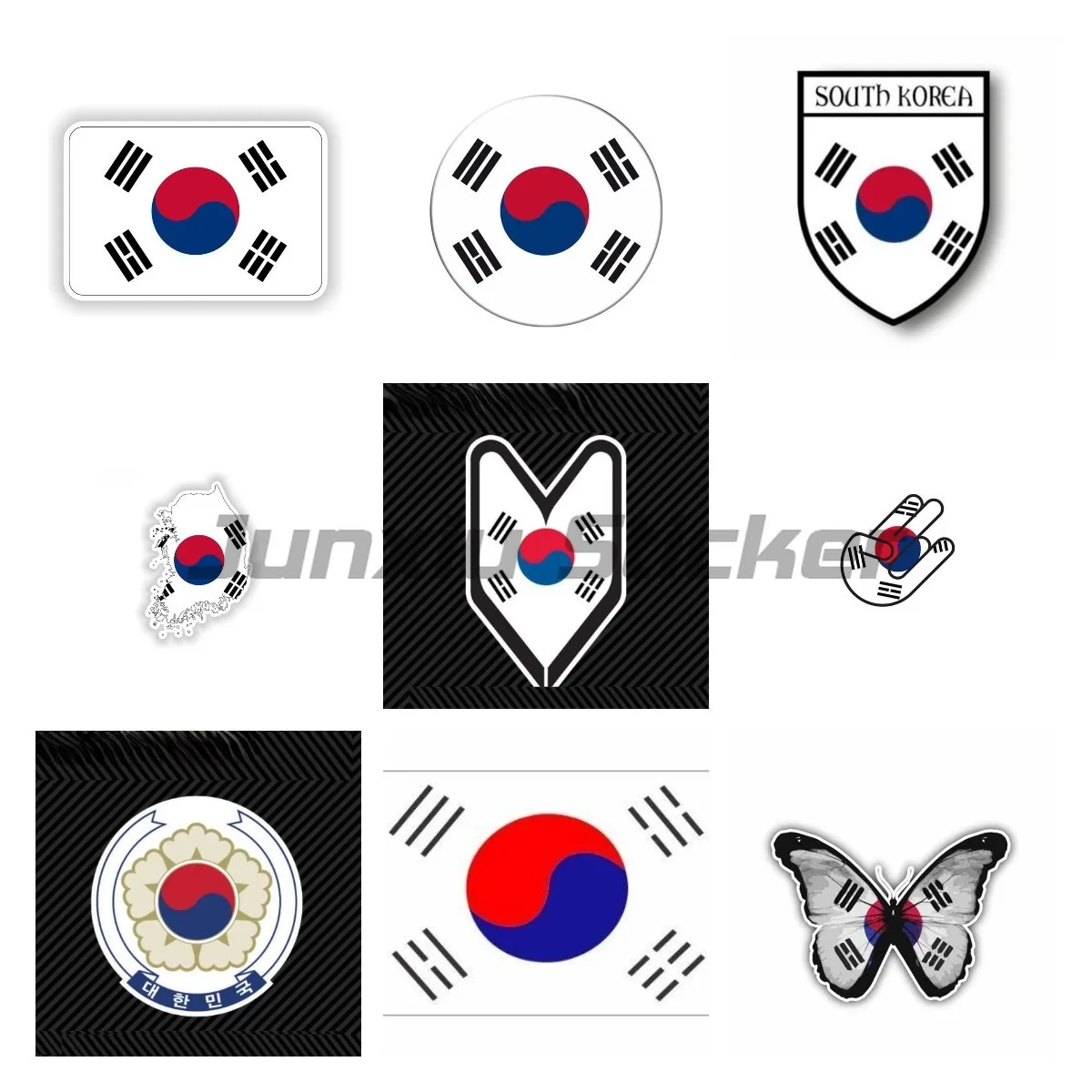 한국 국기 자동차 스티커 자동차 창문 Pvc 바디 자동차 모토크로스 레이싱 노트북 헬멧 트렁크 비닐 방수 데칼