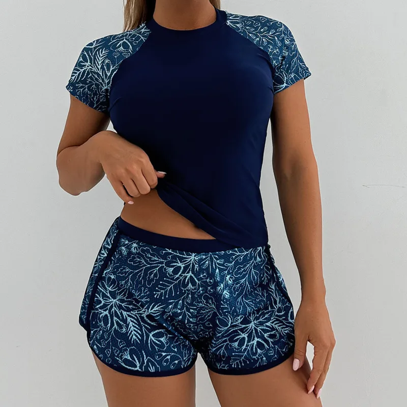 Women's Swimsuit Tankini Set Female Short Sleeve Swimwear 2025 Surfing ...