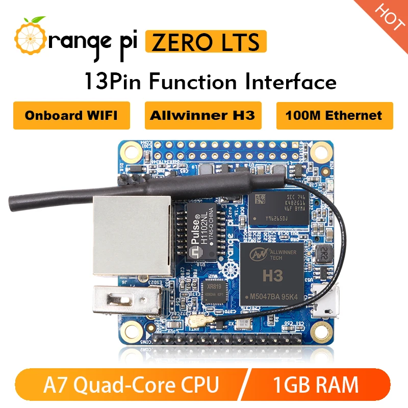 Orange Pi Zero LTS 512MB Allwinner H3 Quad Core Open Source Single Board Computer Run Android 4. ...