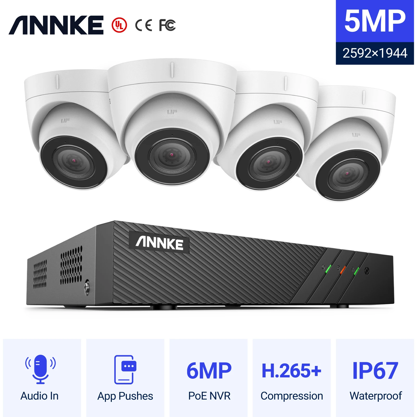 ANNKE 8CH FHD 5MP POE Network Video Security System H.265+ 6MP NVR With ...