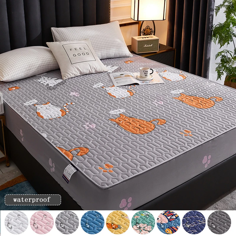 Thickened-Waterproof-Mattress-Cover-Cotton-Bed-Cover-Cartoon-Bed-Sheet ...