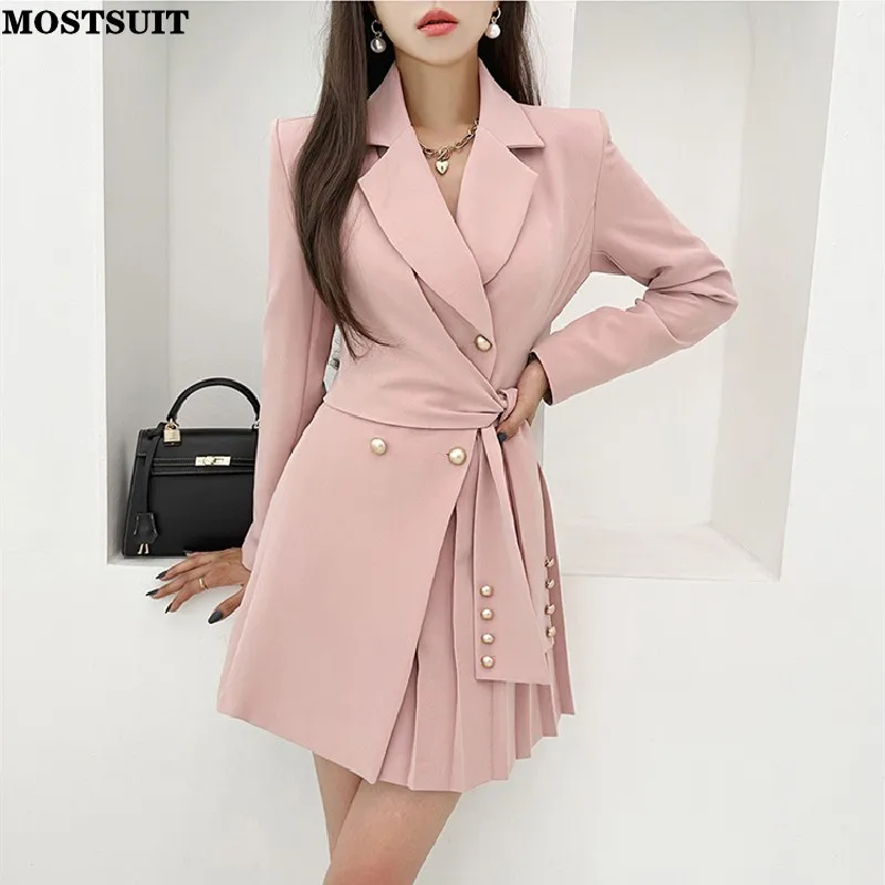2024-Spring-Korean-Office-Ladies-Mini-Suit-Dress-Women-Double-breasted ...