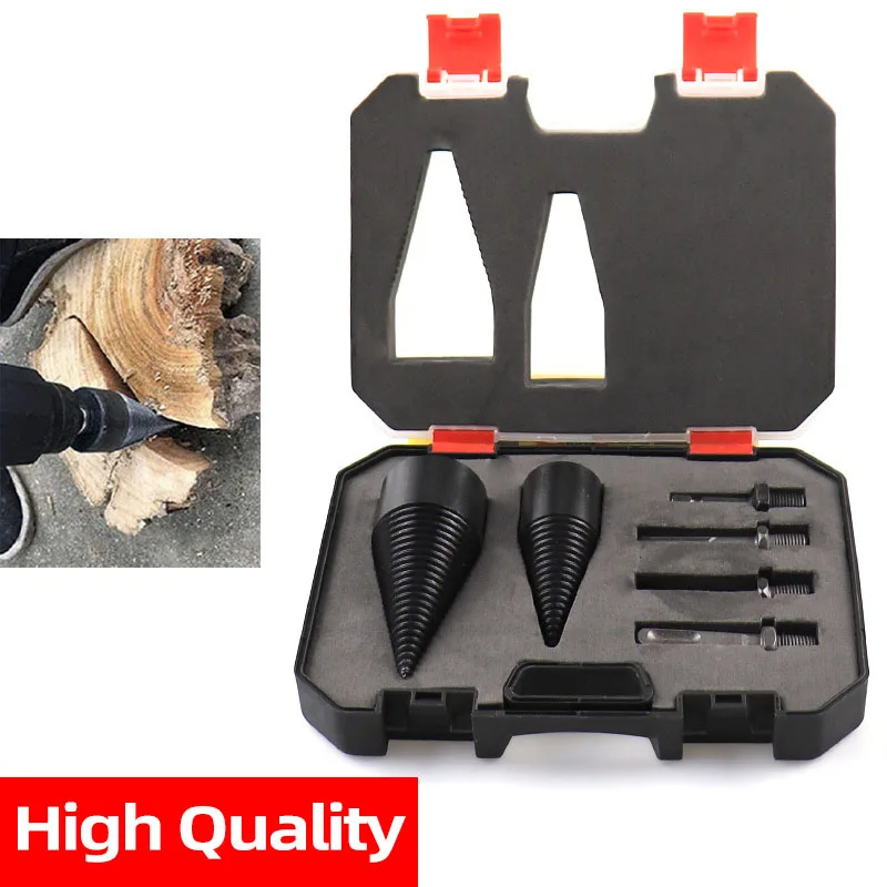 6Pcs-32-42mm-Firewood-Splitter-Cone-Drill-Bit-Round-Hex-Square-Shank ...