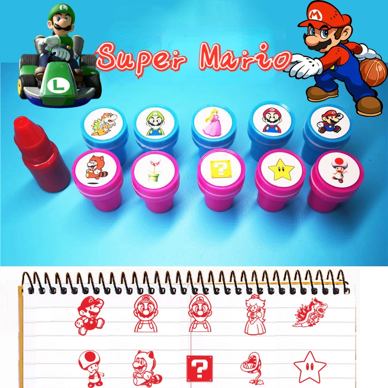 Infantil-Lav-vel-Mario-Stamp-Toy-Cartoon-Sapo-Yoshi-Margarida-Luigi ...