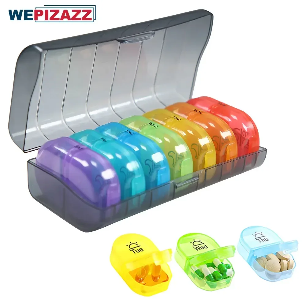 Pill Box 2 Times A Day, Weekly Pill Organizer AM PM with 7 Daily Pocket ...