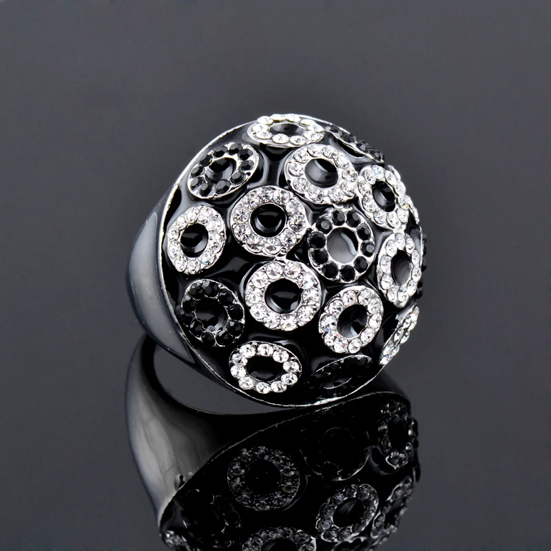 Black Enamel Rings Women | Black Bigs Rings Women | Round Big Rings ...
