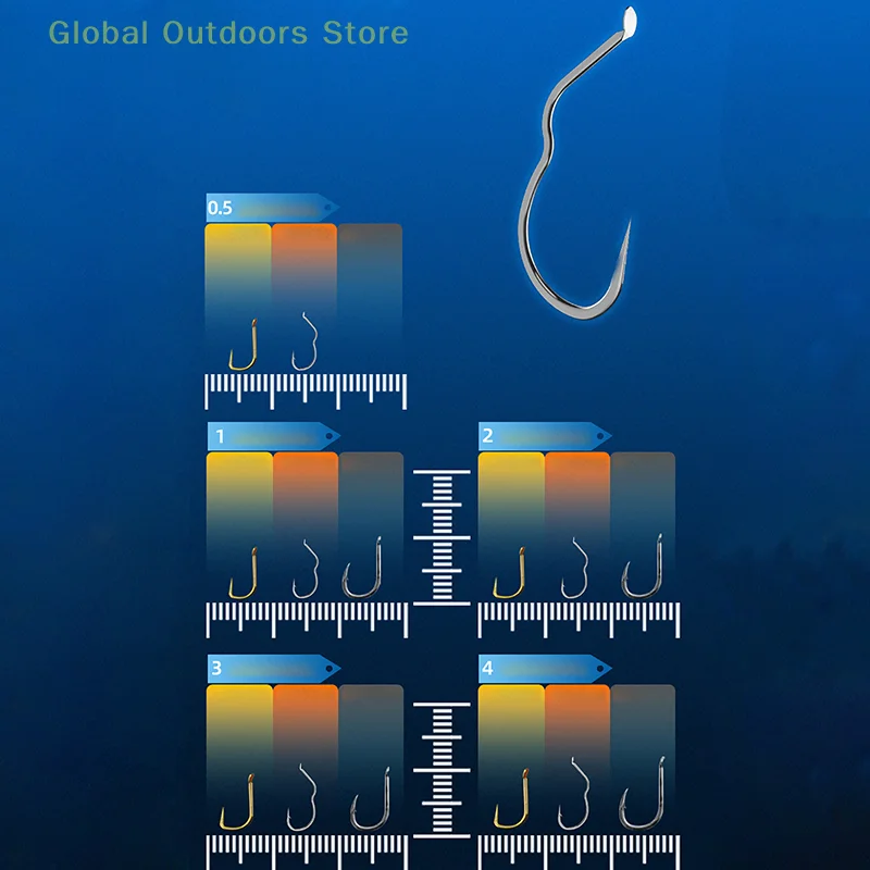 High-Carbon-Steel-Fishing-Hook-Sharp-Barbless-Automatic-Flip-12Pcs-Pack ...