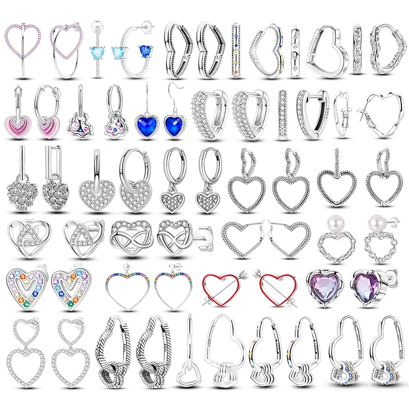 Love Heart Earrings 925 Sterling Silver Original Shining Zircon Heart ...