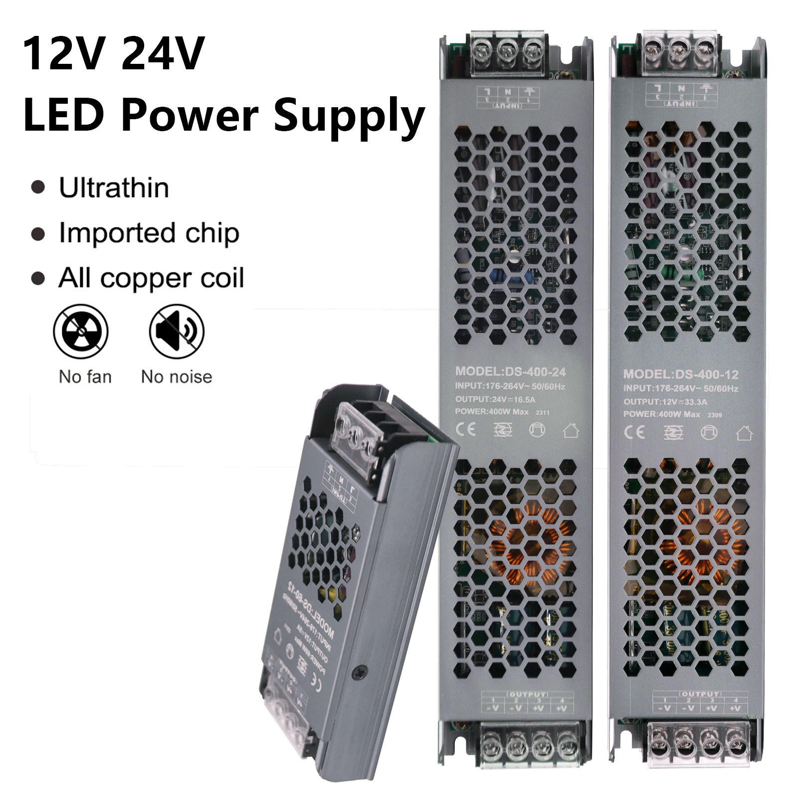 DC-12V-24V-LED-Power-Supply-AC176-264V-Mute-Lighting-Transformers-60W ...
