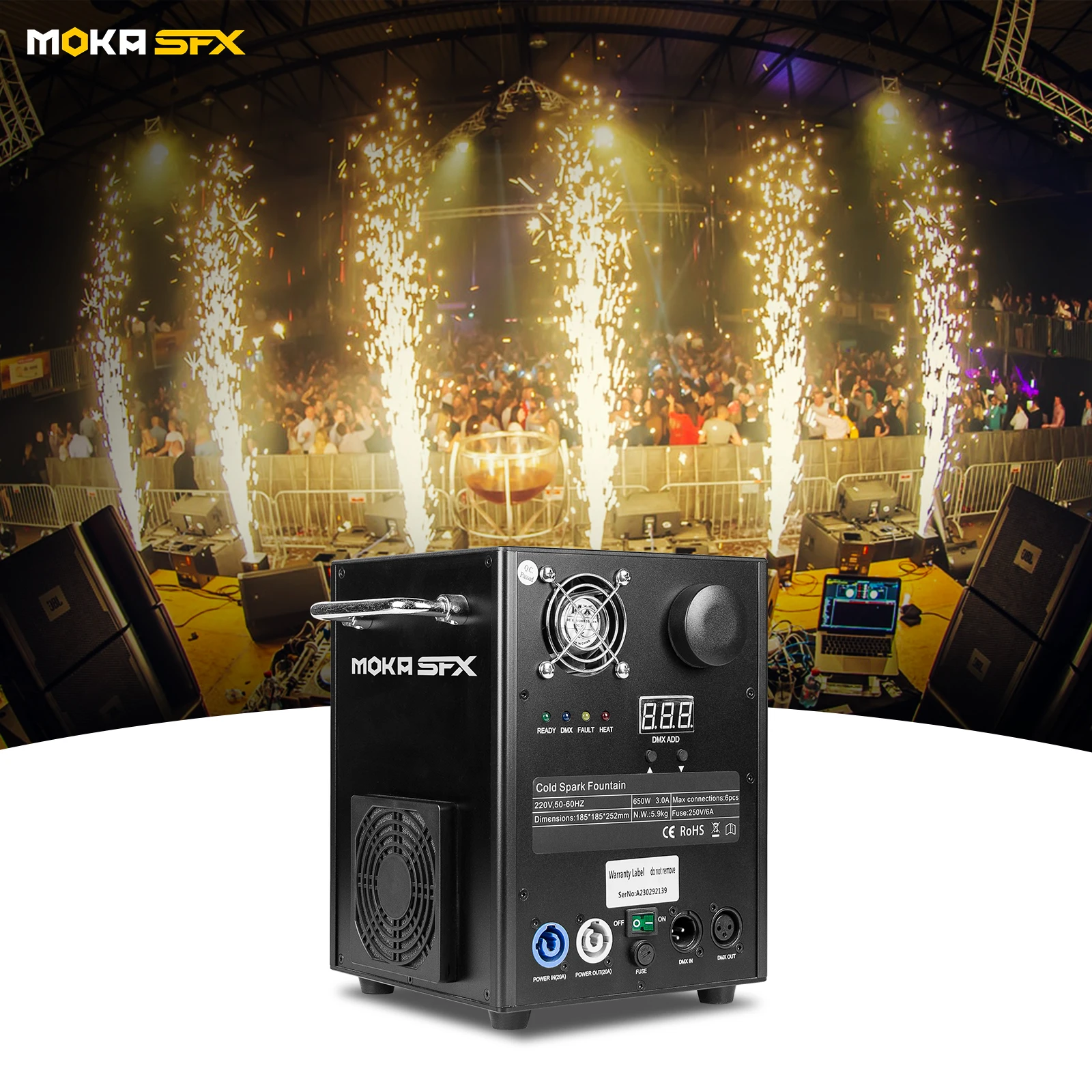 MOKA-SFX-650W-Cold-Spark-Machine-DMX-512-Remote-Control-Sparkler ...