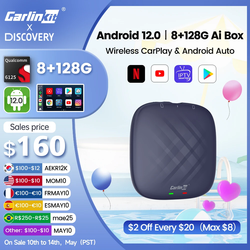 Carlinkit android 12 caixa de tv netflix iptv youtube spotify sem fio carplay android auto ultra ...
