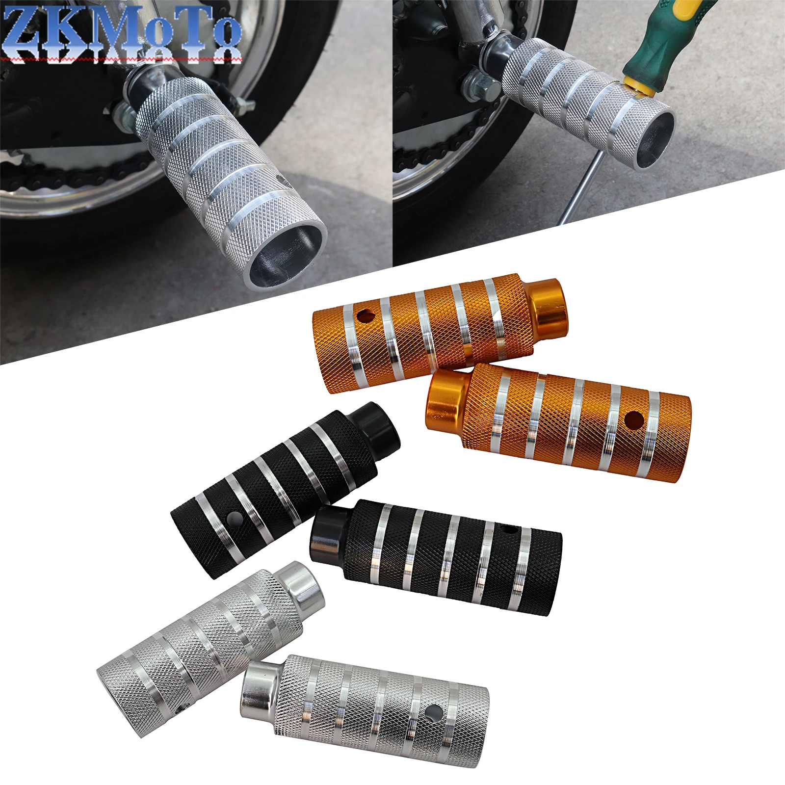 M10 Motorcycle CNC Aluminum Round Rear Foot Rests Footrests For Honda ...
