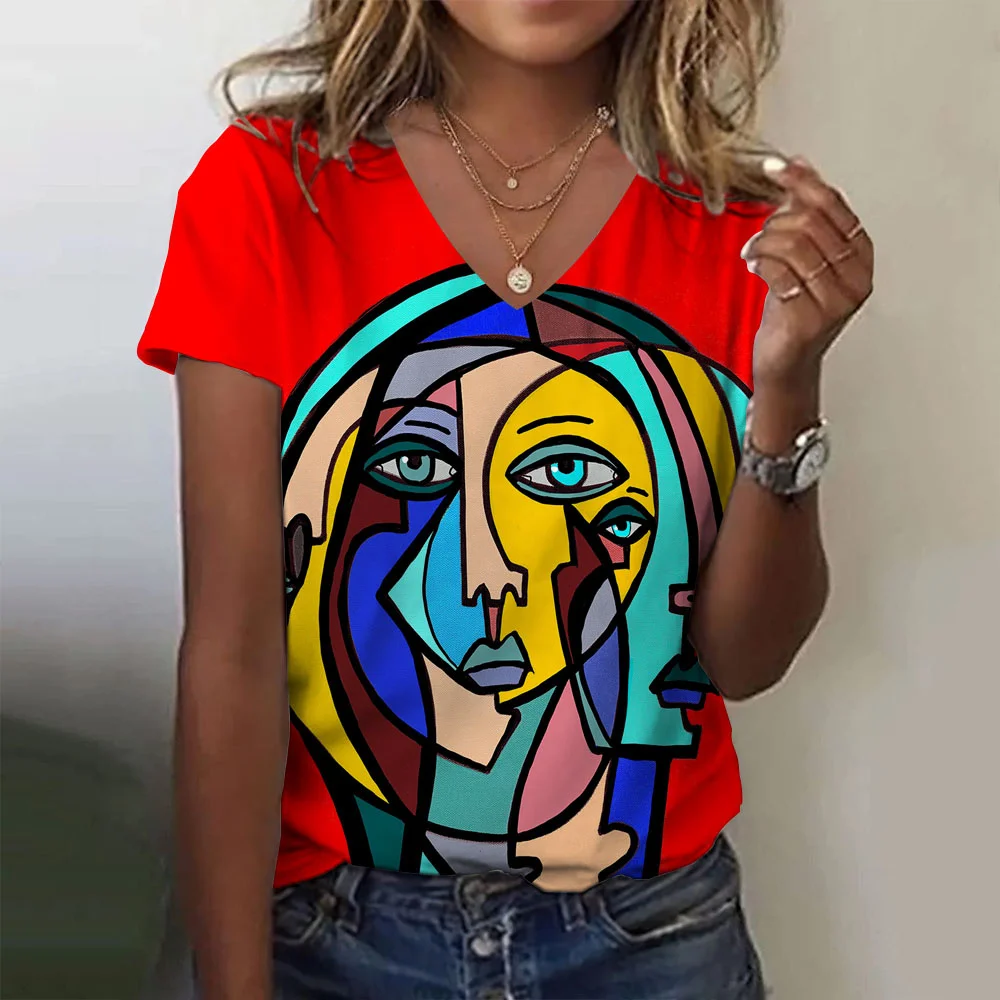 Camiseta-con-estampado-de-Pintura-Abstracta-para-mujer-ropa-divertida ...