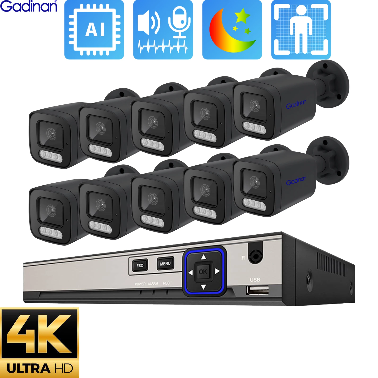 New-4K-Security-Camera-System-8MP-Two-Way-Audio-Speaker-CCTV-POE-NVR-AI ...
