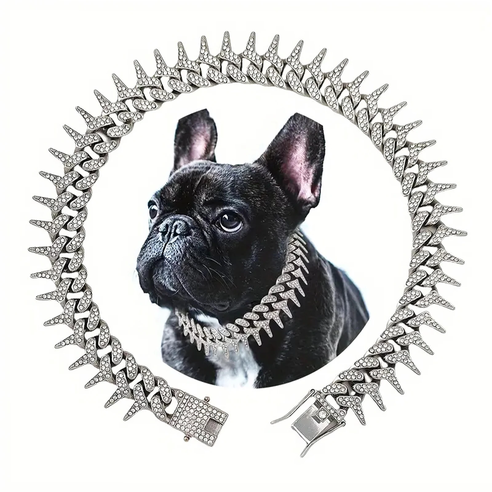 Gold-Silver-Plated-Spike-Cuban-Link-Dog-Chain-Necklace-With-Design ...