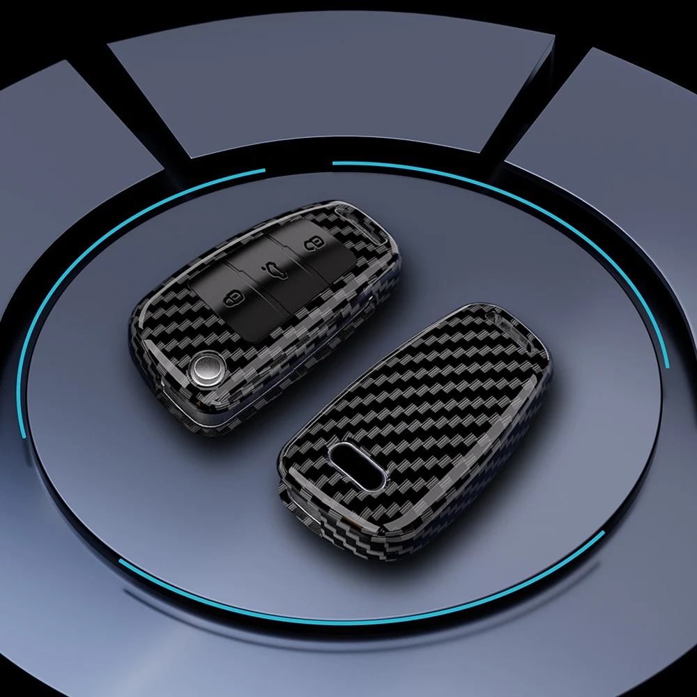 ABS Carbon Car Key Case Full Cover Shell Fob For Audi A3 A4 A5 C5 C6 8L ...