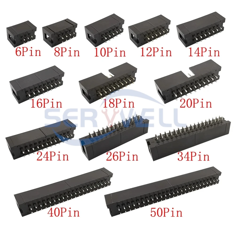 50pcs 2.54mm Pitch IDC Box Header DC3-20P Dual Row 20 Pins JTAG ...
