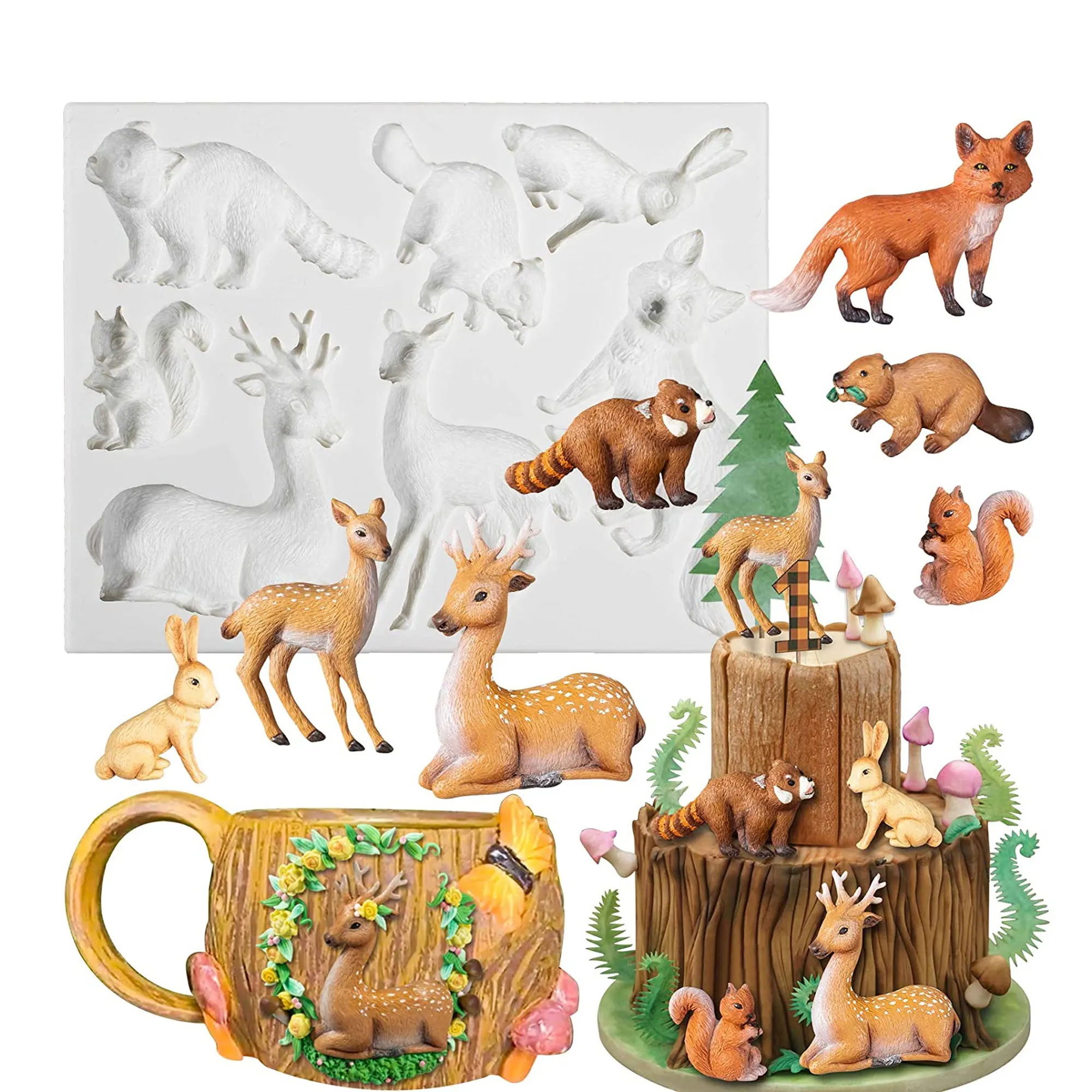 Lovely-Forest-Animal-Silicone-Mould-Fondant-Cake-Decorating-Silicone ...
