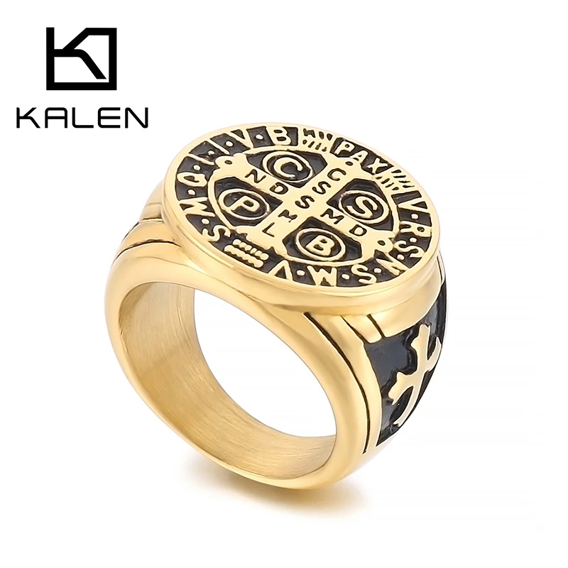 Stainless-Steel-Exorcism-Saint-Benedict-Cspb-Cross-Chunky-Rings-For-Men ...
