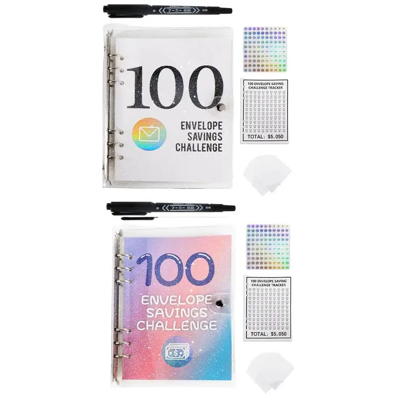 100-Envelope-Challenge-Cash-Envelope-Binder-Money-Binder-Organizer ...