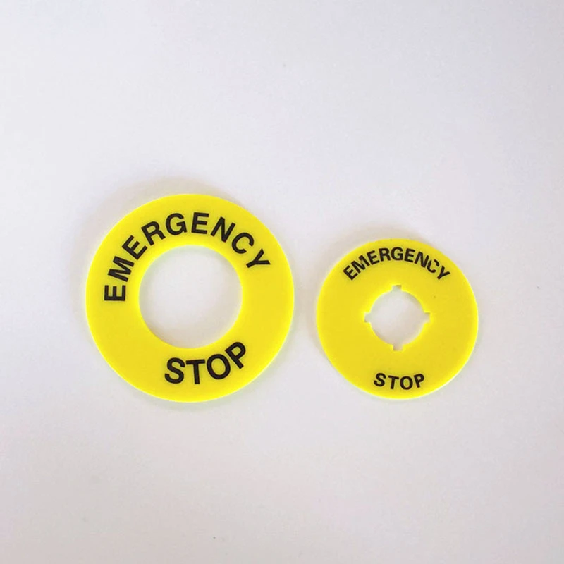 10pcs 16mm Push Button Label Frame Emergency Stop Plastic Sign Od 40mm ...