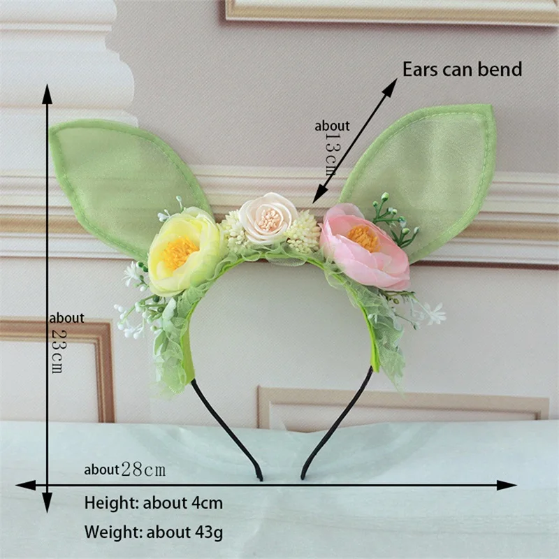 Easter-Bunny-Ears-Headband-Flower-Crown-Hair-Hoop-Cute-Headband-Girls ...