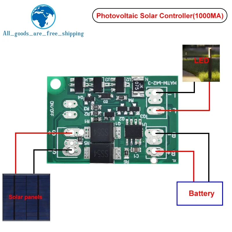 Automatic Solar Panel Battery Charger Board Night Light LED Courtyard ...