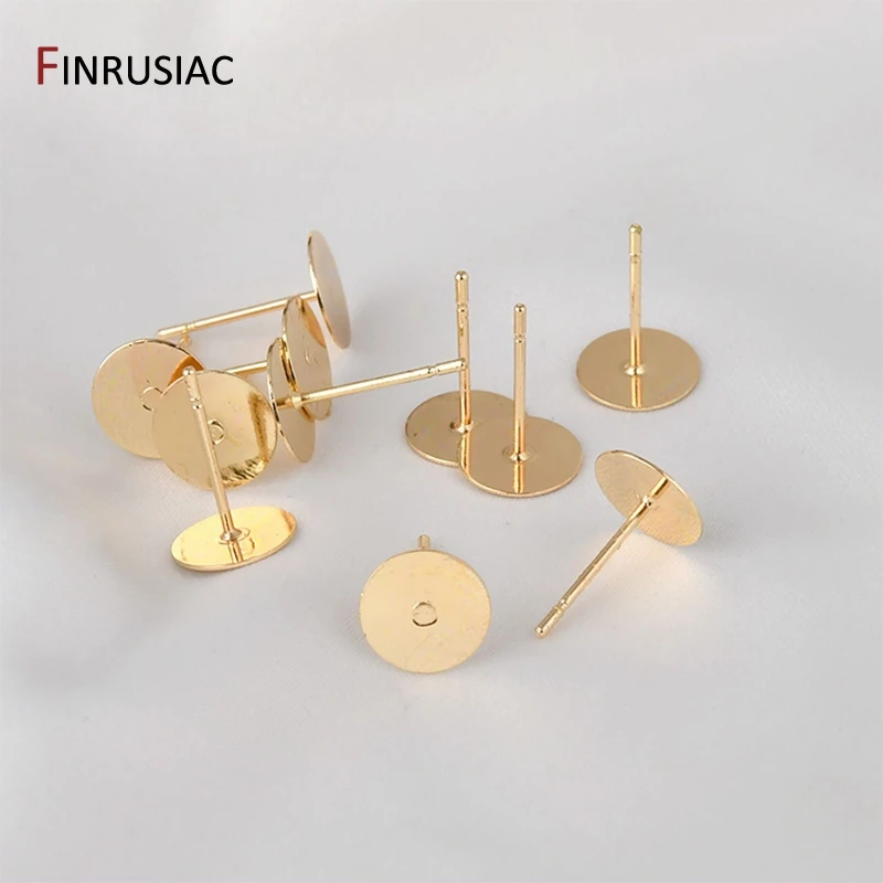 4 Sizes 14k Gold Plated Copper Metal Earring Back Post Earring Base DIY ...