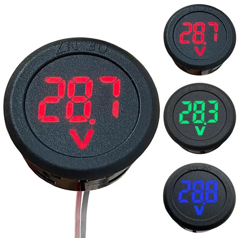 Mini-Round-Two-wire-Voltmeter-Motorcycle-DC4V-100V-LED-Panel-Digital ...