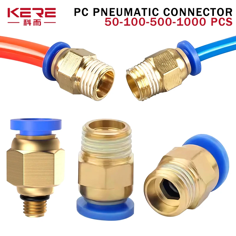 50-100PCS-Pneumatic-Air-Connector-Fitting-PC-4-6-8-10-12mm-Male-Thread ...