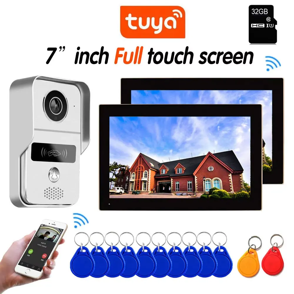 New TUYA 7 Inch 2 Monitor WiFi Video Intercom TUYA Smart Home APP ...