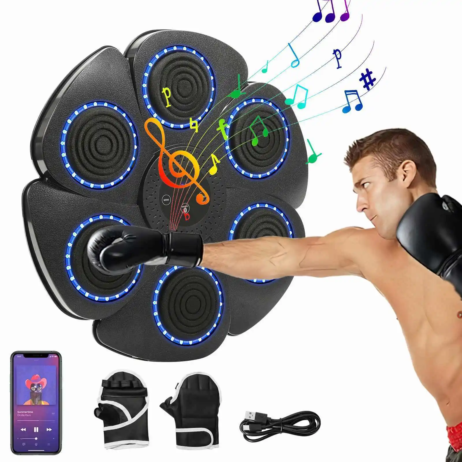 Smart Music Boxing Machine with LED Score, 6-Target Response Trainer ...