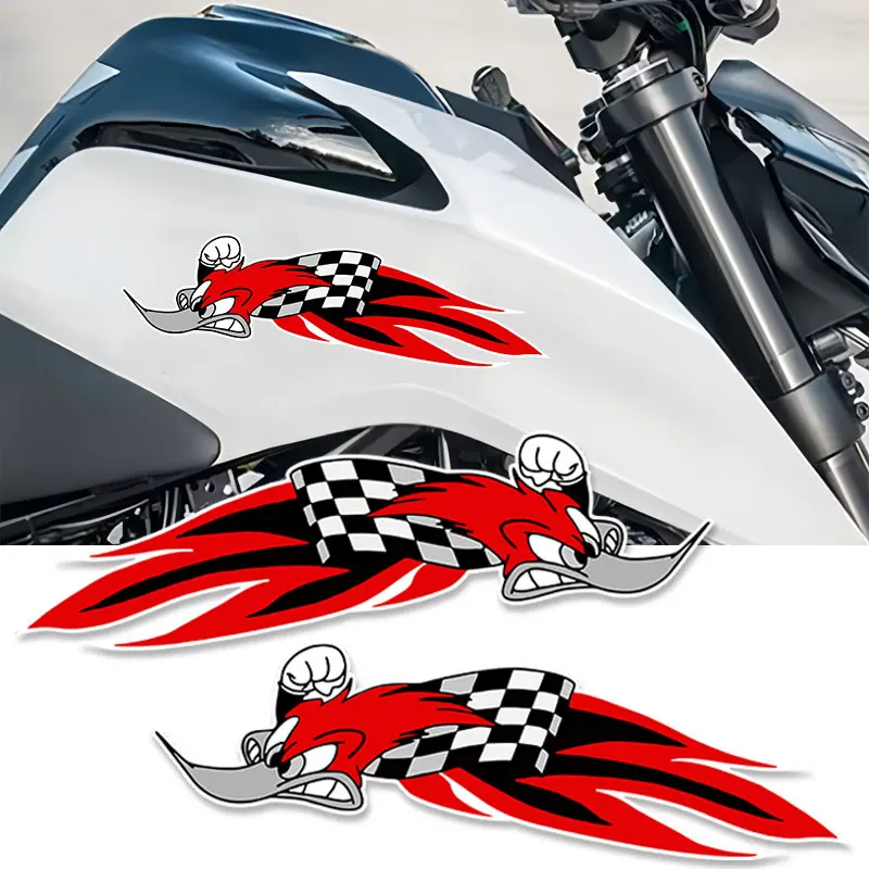 Flame Woodpecker Cartoon Motorcycle Stickers Funny for Motorbike Front ...
