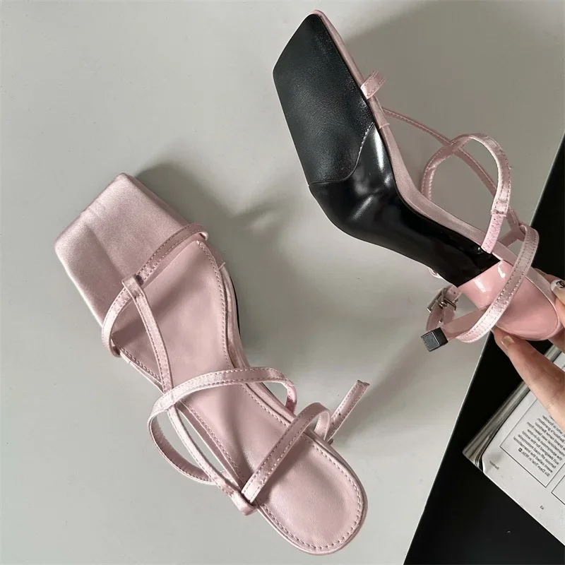 Eilyken-2024-Summer-Narrow-Band-Low-Heels-Womens-Sandals-Shoes-Sexy-Buckle-Strap-Square-Toe ...